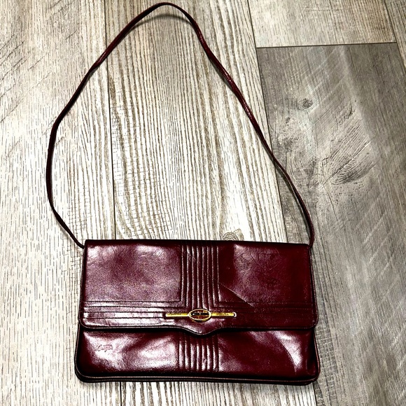 Lou Taylor | Bags | Vintage Lou Taylor Leather Red Maroon Burgundy Bag ...
